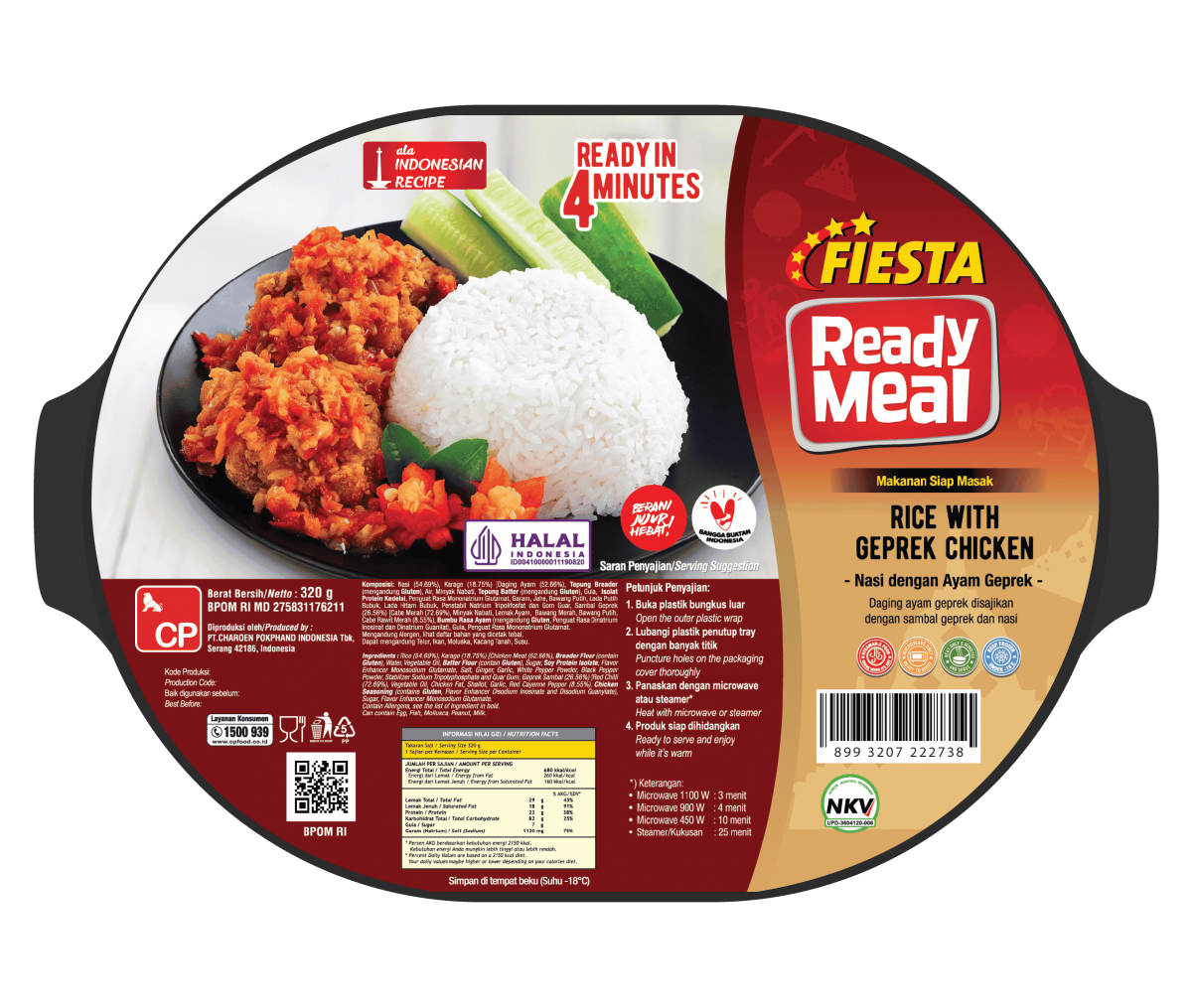 Rice with Geprek Chicken - CP FOOD